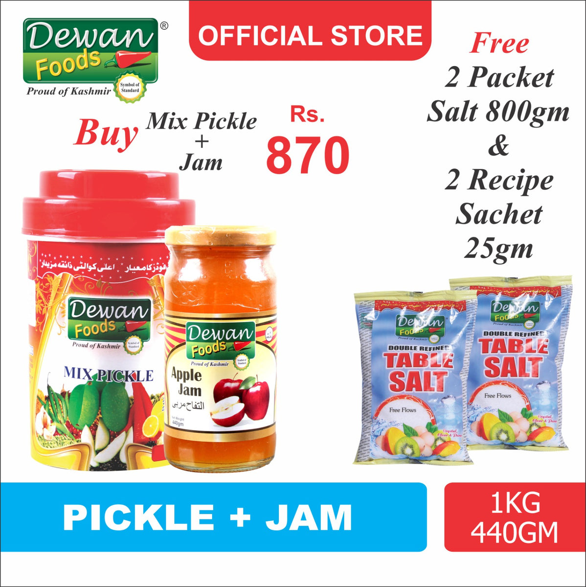 Mix Pickle & Apple Jam Combo with Free Salt and Recipe Sachets – Save ...